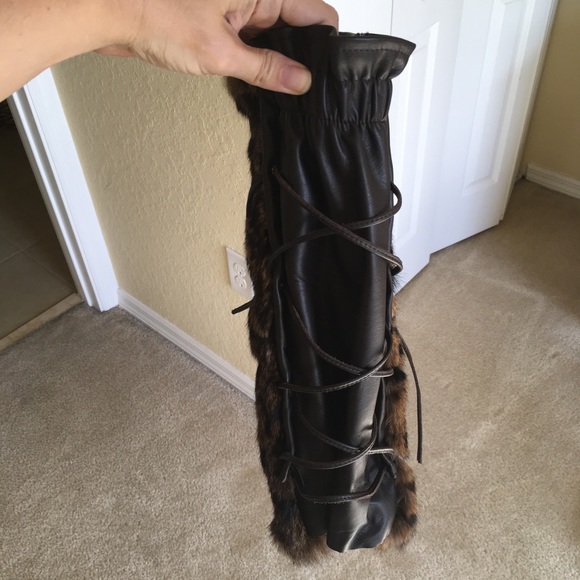 Shoes | Genuine Fur And Leather Lace Up Boot Covers Nwot | Poshmark